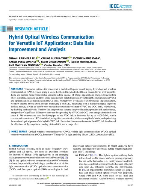 Pdf Hybrid Optical Wireless Communication For Versatile Iot