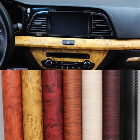 50 120CM Vinyl Wood Grain Textured Car Wrap Car Film Internal Stickers