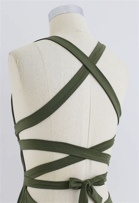 Deep V Neck Lace Up One Piece Swimsuit In Army Green Retro Indie And
