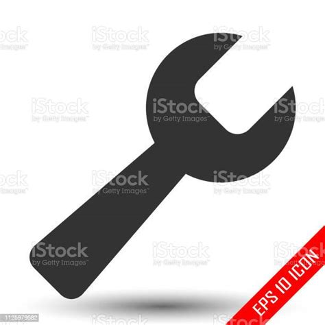 렌치 아이콘입니다 렌치 징조입니다 흰색 바탕에 렌치의 간단한 평면 로고입니다 벡터 일러스트입니다 강철에 대한 스톡 벡터 아트 및 기타 이미지 Istock