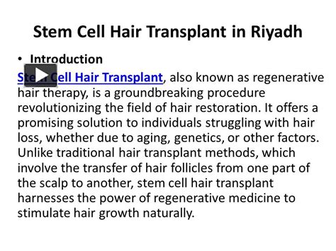 Ppt Stem Cell Hair Transplant In Riyadh Powerpoint Presentation