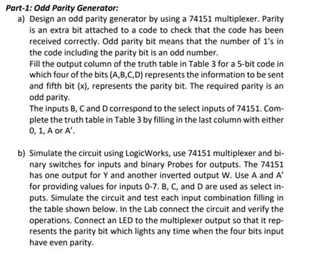 solved part 1 odd parity generator a design an odd parity