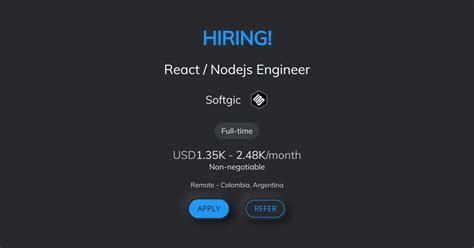 React Nodejs Engineer At Softgic Torre
