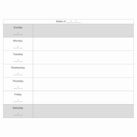 7 Day Schedule Template Lovely 7 Day Weekly Planner Template Printable