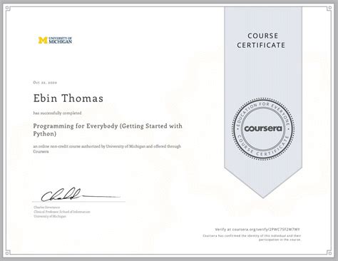 Ebin Thomas On Linkedin Coursera Python Programming