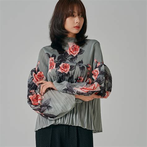 플리츠 장미 프릴 주름 티셔츠