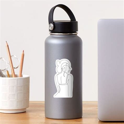 Sticker Corps nu de la femme érotique femme dos dessin dessin au trait Print fond blanc