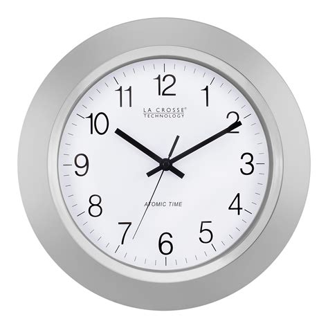 La Crosse Technology 14 Inch Silver Contemporary Atomic Analog Clock