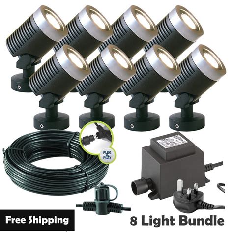 techmar arcus 12v plug and play garden spotlight bundle 8 light kit