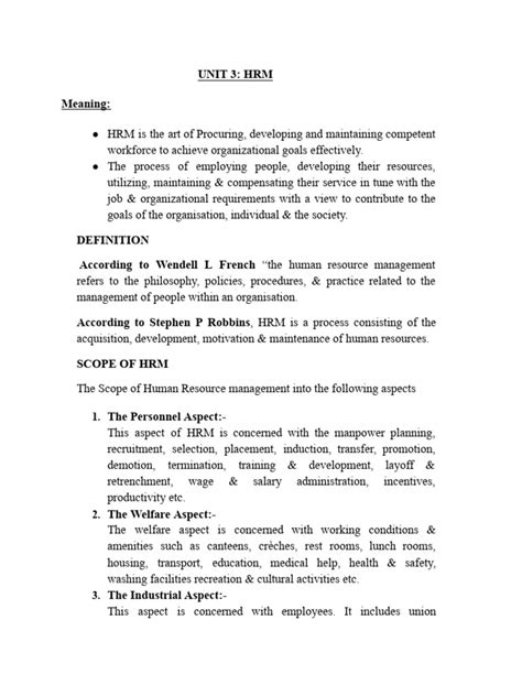 Human Resource Management Unit 3 Pdf Employee Retention Human