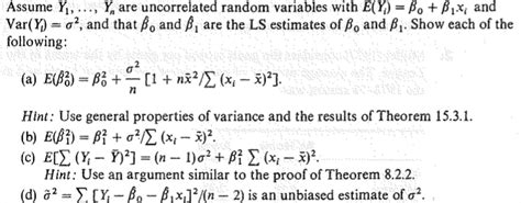 solved assume y 1 y n are uncorrelated random