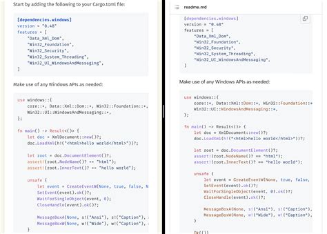 First Example On GitHub Project Main Page Is Not Working Issue Microsoft Windows Rs