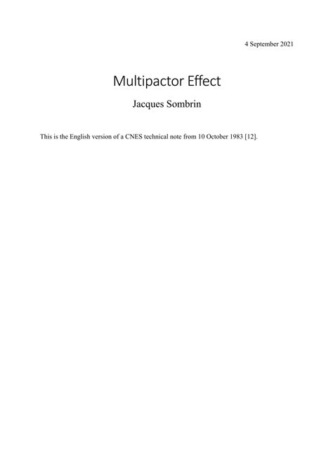 Pdf Multipactor Effect