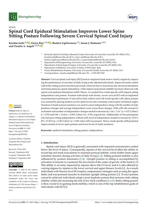 Pdf Spinal Cord Epidural Stimulation Improves Lower Spine Sitting Posture Following Severe