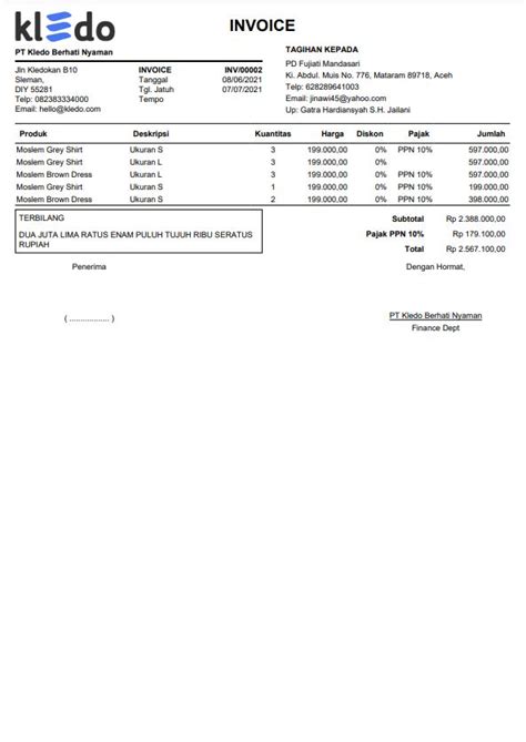 Contoh Invoice Pembelian Alat Berat Gawe Cv Vrogue