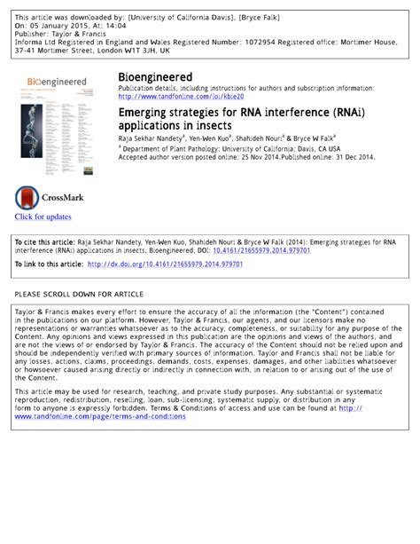 PDF Emerging Strategies For RNA Interference RNAi Applications In