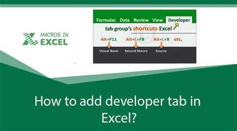 How To Add Developer Tab In Excel