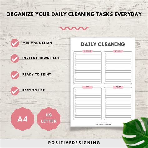 Printable Daily Cleaning Checklist Declutter Tracker Cleaner Planner