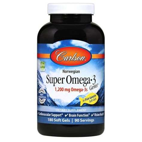 Carlson Super Omega 3 Gems Pescetarian 180 Soft Gels Delivery Or