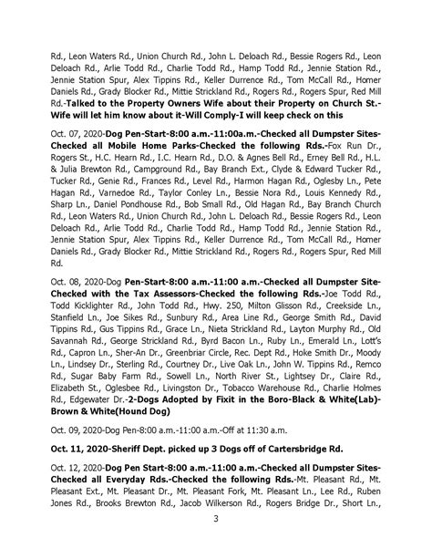 Evans County Code Enforcement Activity Report 2020 01 10 Page 003