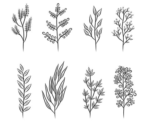 Floral Minimalist Hand Drawn Tattoo Collection Vector Art And Graphics