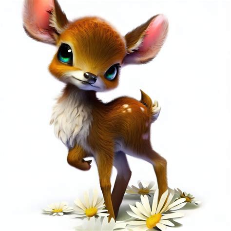 Premium Ai Image A Cartoon Picture Of A Deer With Big Eyes And A Pink