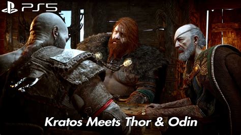 God Of War Ragnarök Ps5 Kratos Meets Thor And Odin Hdr 60fps Youtube
