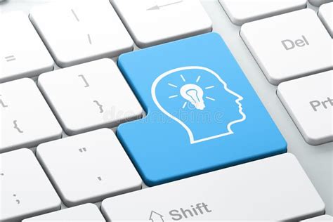 Information Concept Head With Lightbulb On Computer Keyboard Ba Stock