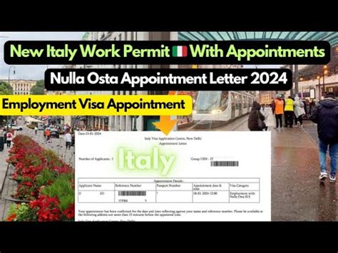 Italy Nulla Osta Appointment 2024 Italy Work Visa New Update 2024