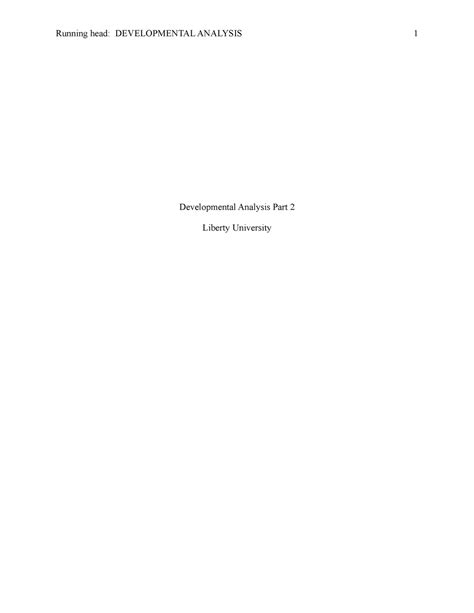 Developmental Analysis Part 2x Running Head Developmental Analysis 1