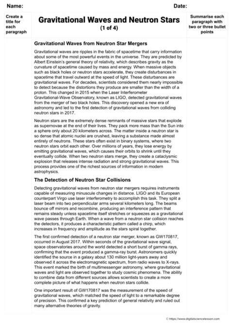 Gravitational Waves And Neutron Stars By Digital Science Lesson Tpt