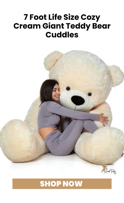 7 Foot Life Size Cozy Cream Giant Teddy Bear Cuddles The Biggest