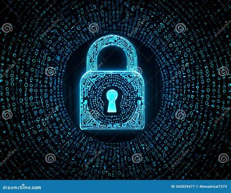 Futuristic Digital Lock Symbolizing Cybersecurity And Data Protection Stock Illustration