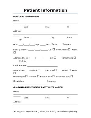 DOB Age Sex Doc Template PdfFiller