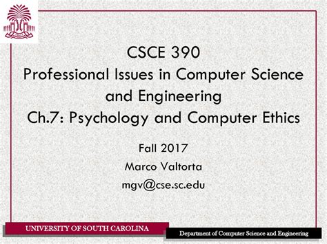 CSCE 390 Professional Issues In Computer Science And Engineering Ch