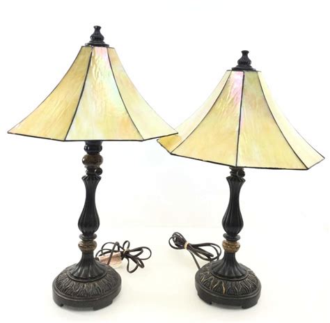 Lot 2 Iridescent Art Glass Table Lamps