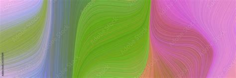 Abstract Dynamic Curved Lines Flowing Designed Horizontal Header With Olive Drab Pastel Violet