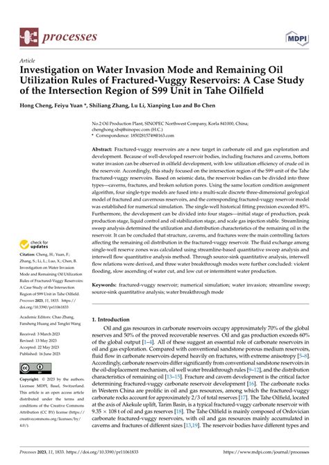 Pdf Investigation On Water Invasion Mode And Remaining Oil