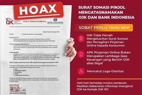 Awas Hoaks Surat Somasi Dari Pinjol Ke Konsumen Mengatasnamakan OJK