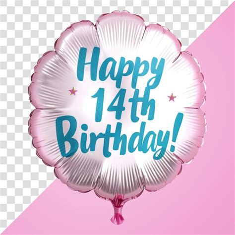 Png Festive 14th Birthday Balloon Premium Ai Generated Psd