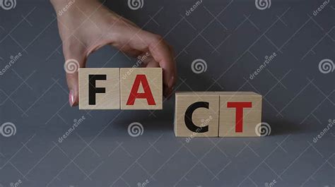 Fact Symbol Concept Word Fact On Wooden Cubes Businessman Hand