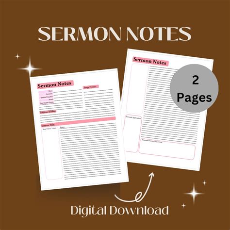 Printable Sermon Notes Sermon Summary Notes Pdf 85x11 Templates Etsy
