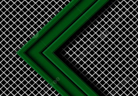 Abstract Green Arrow Direction Overlap On Grey Metal Square Mesh Design