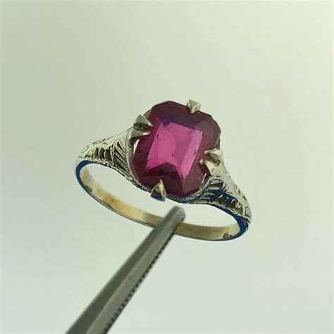 Gorgeous 14k White Gold Radiant Cut Ruby Openwork Filigree Etsy