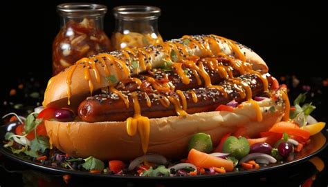 Premium Photo Grilled Beef Pork Hot Dog And Gourmet Bratwurst Picnic