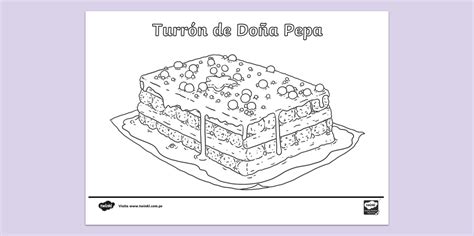 Dibujo del turrón de Doña Pepa para colorear Twinkl Perú
