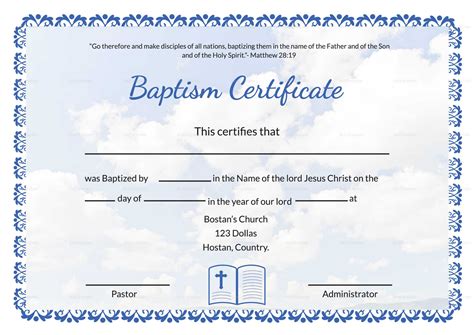 Microsoft Word Baptism Certificate Template Free Word Template