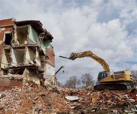 School Demolition 1 Editorial Photo Image Of Backhoe 21330946