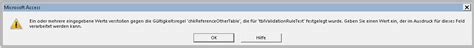 Gültigkeitsregeln Für Access Tabellen Codekabinett