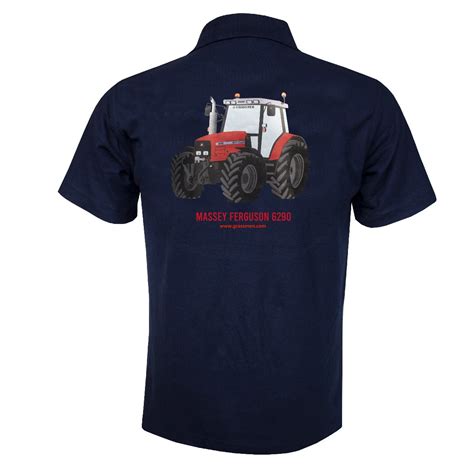 Massey Ferguson 6290 Unisex Adults Navy Polo Shirt Dtf Print Grassmen
